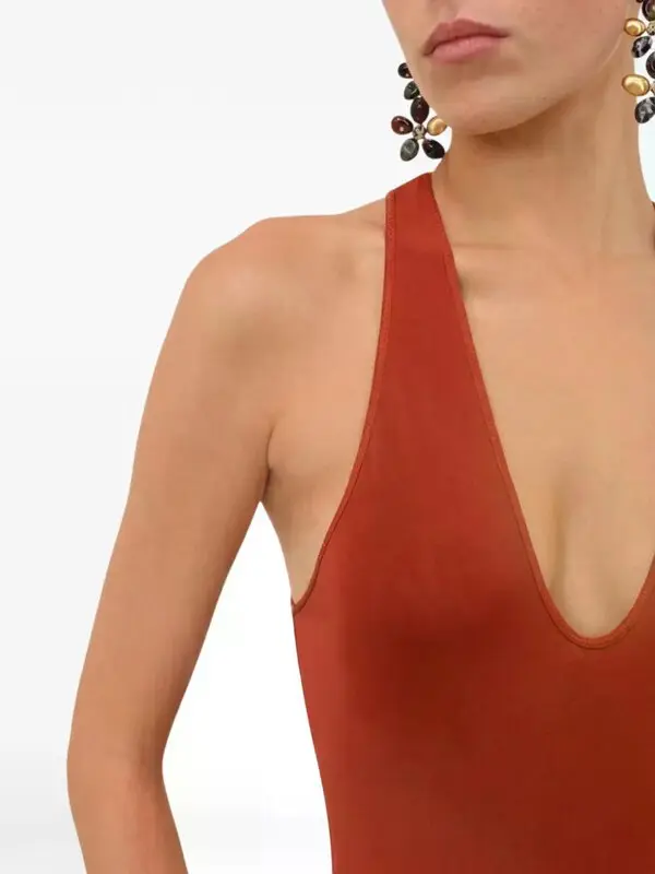 Zimmermann Luna Plunging V-neck Bodysuit - Orange