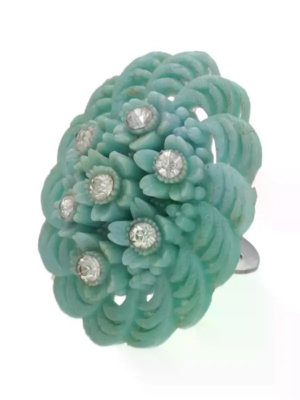 Vintage Floral Crystal-embellished Clip-on Earrings