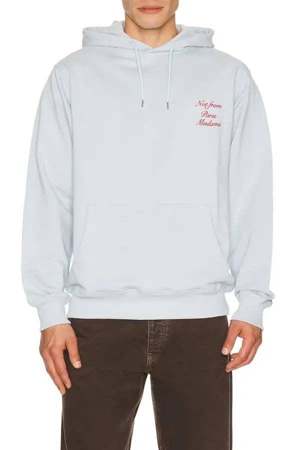Drole De Monsieur Le Hoodie Slogan Calligraphy - Light Blue
