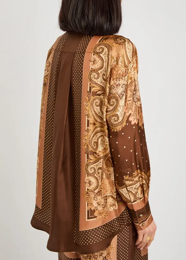 Zimmermann Luna Printed Silk Shirt - Brown