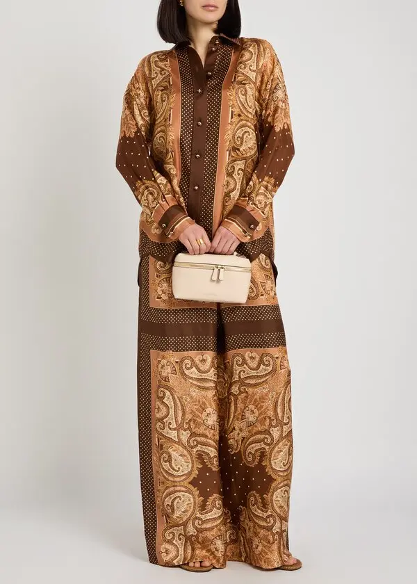 Zimmermann Luna Printed Silk Shirt - Brown
