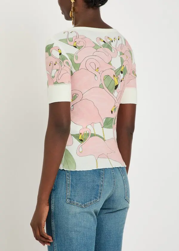 Chloé Flamingo-print Stretch-cotton Top