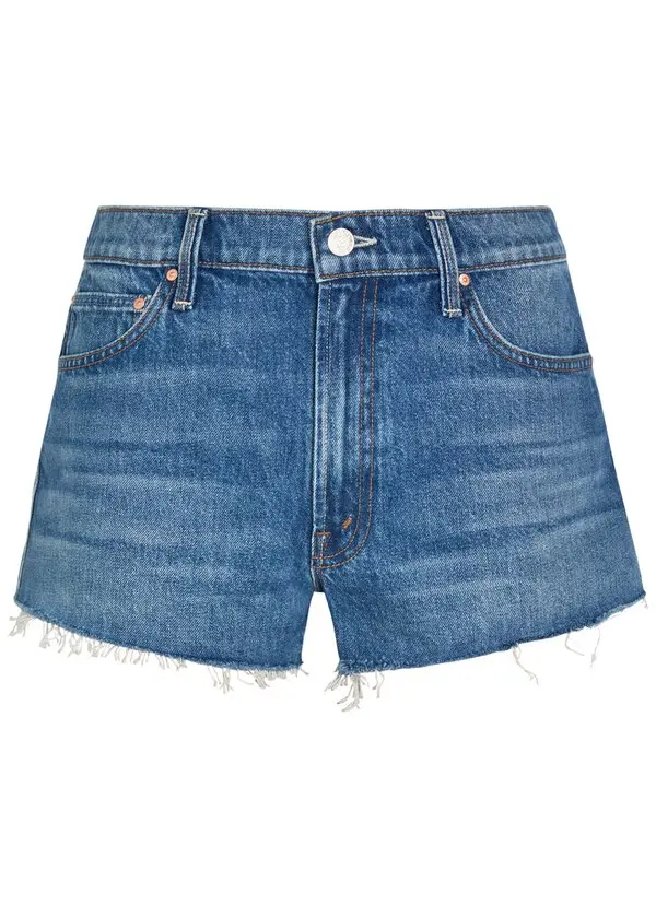 MOTHER The Dodger Fray Denim Shorts - Blue