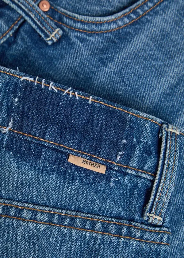 MOTHER The Dodger Fray Denim Shorts - Blue