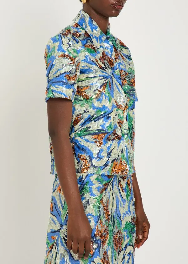 Rabanne Sequin-embellished Chiffon Shirt - Multicoloured