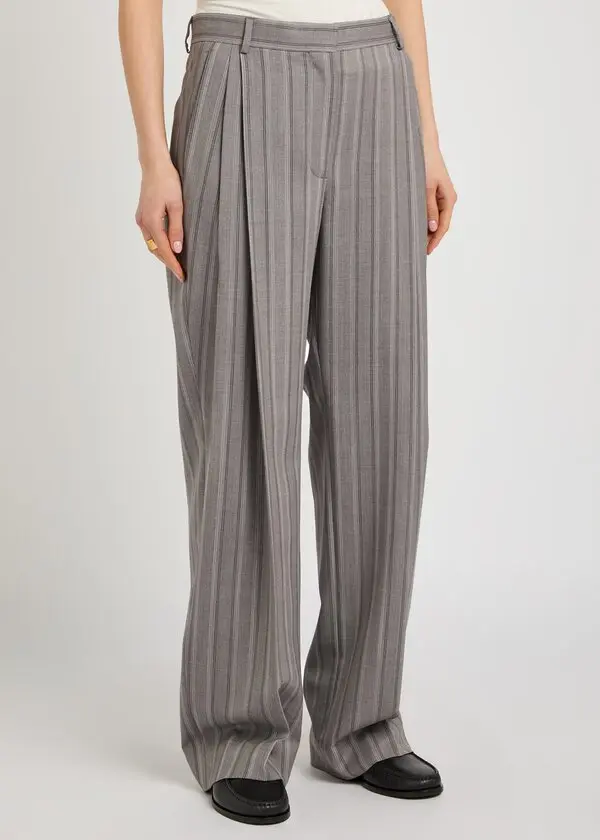 Stella McCartney Striped Wool Trousers - Grey