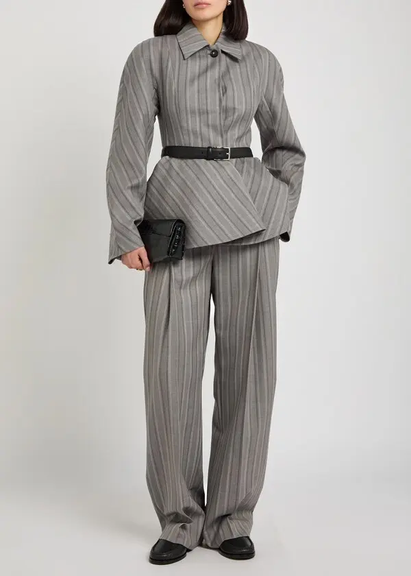 Stella McCartney Striped Wool Trousers - Grey