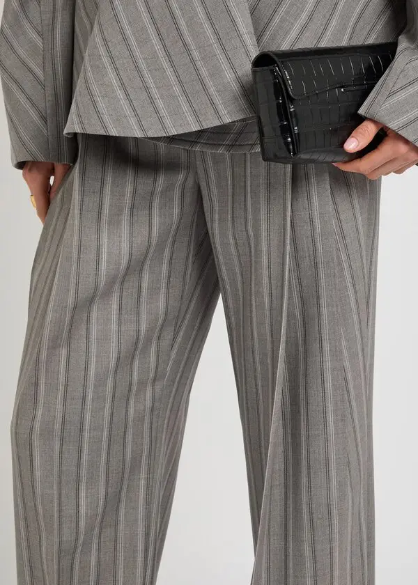 Stella McCartney Striped Wool Trousers - Grey