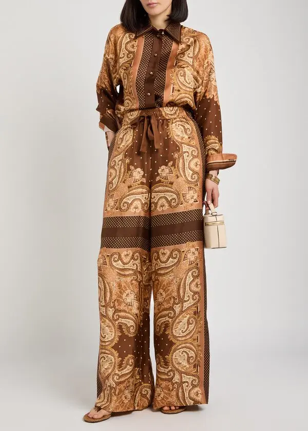 Zimmermann Luna Printed Silk Track Pants