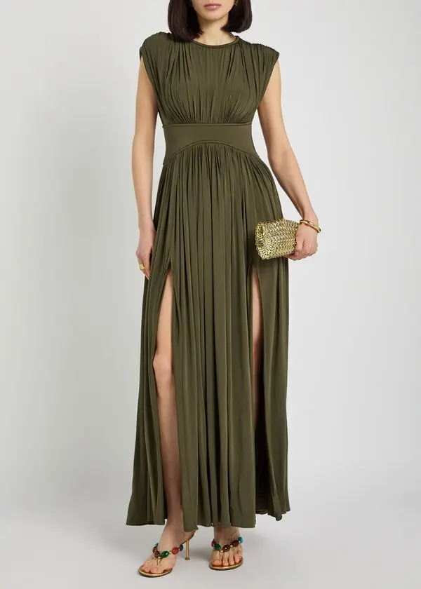 Zimmermann Luna Gathered Stretch-jersey Maxi Dress
