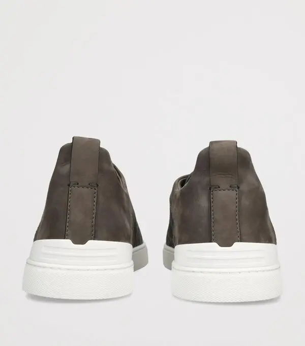 Zegna Crocodile Leather Triple Stitch Secondskin Sneakers - Grey