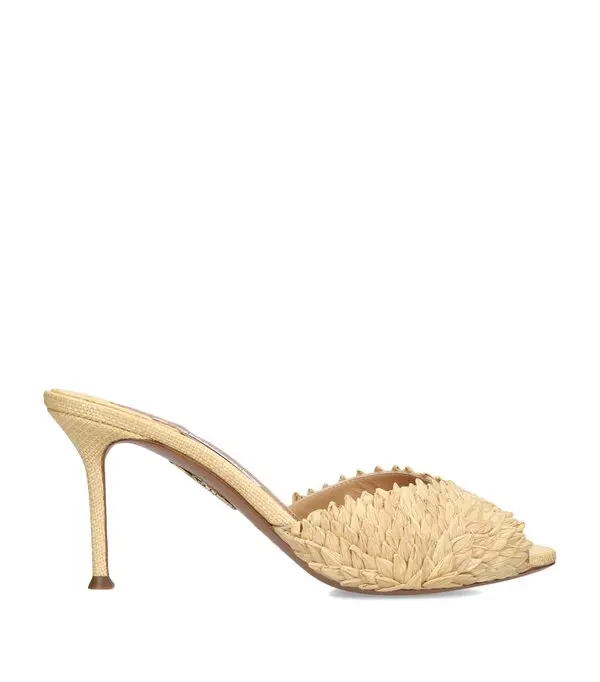 AQUAZZURA Raffia Rio Flirt Heeled Mules - Beige