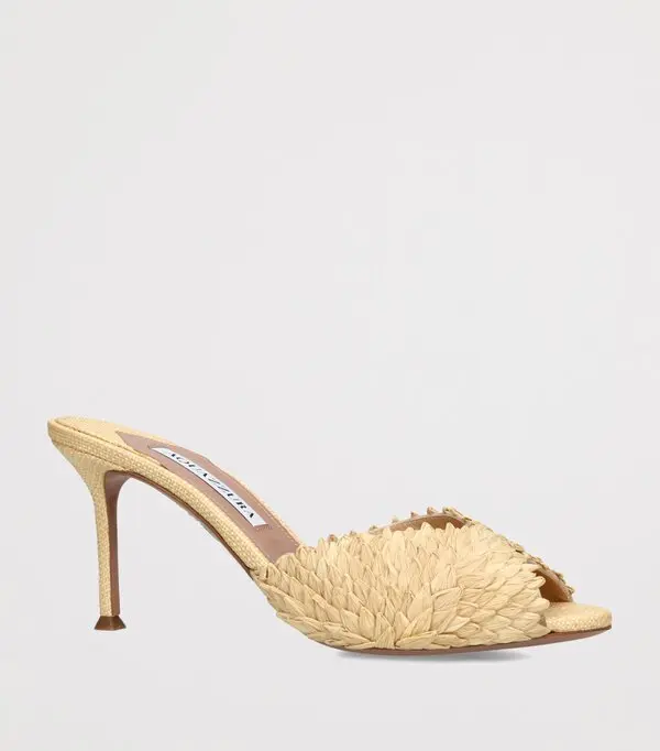 AQUAZZURA Raffia Rio Flirt Heeled Mules - Beige