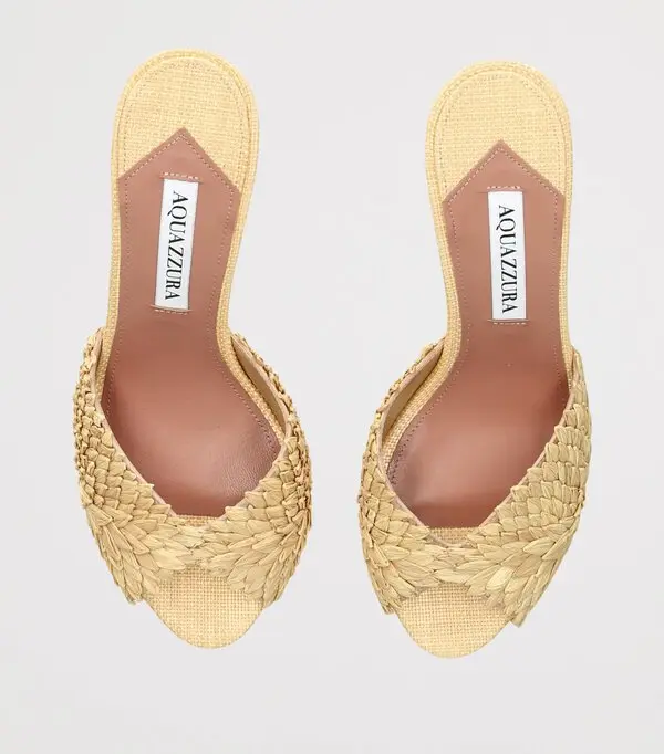 AQUAZZURA Raffia Rio Flirt Heeled Mules - Beige