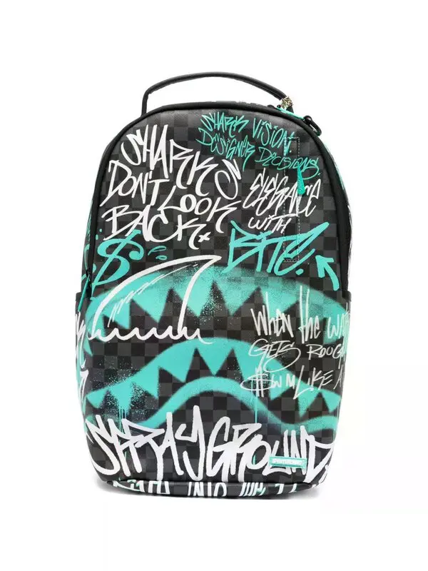 SPRAYGROUND Graffiti-print Checkered Backpack - Black