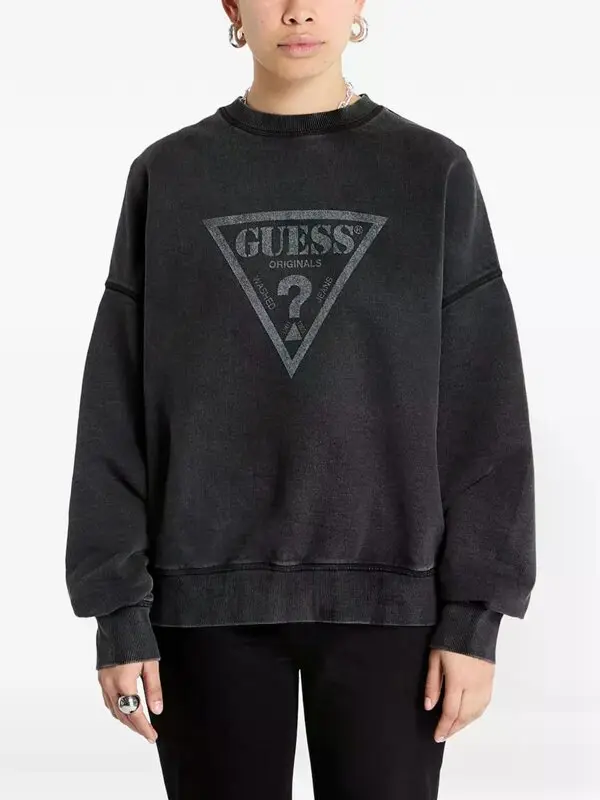 Guess Logo-print Relaxed Fit Sweater - Grey