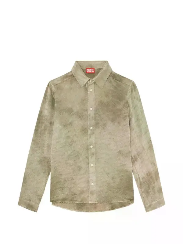 DIESEL® Shirt In Logo-jacquard Crinkled Satin