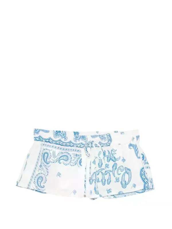 Attico Paisley Print Drawstring Shorts - White