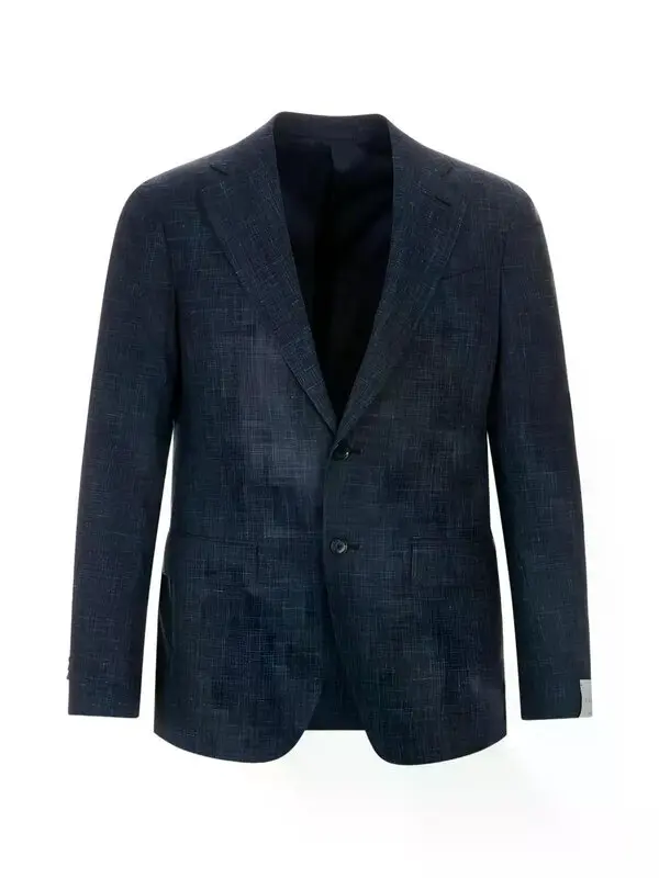 Caruso Aida Cross-hatch Single-breasted Blazer - Blue