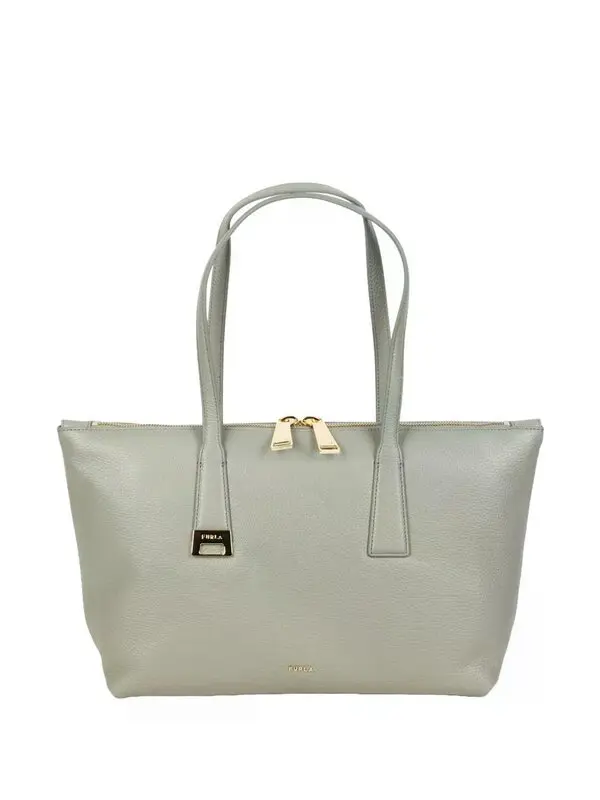 Furla Grainy Leather Tote Bag - Grey