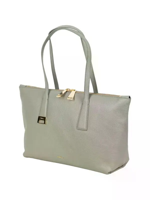 Furla Grainy Leather Tote Bag - Grey