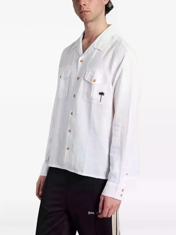 Palm Angels Logo-embroidered Flap-pocket Shirt - White
