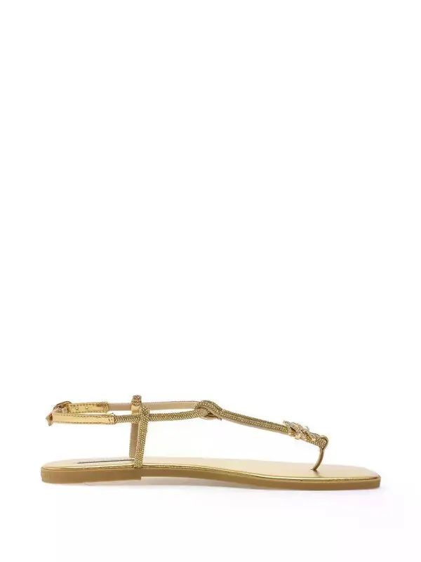 Karl Lagerfeld Crystal-embellished Logo Sandals - Gold