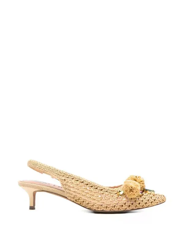 BIBI LOU Acer Embellished Raffia Pumps - Neutrals