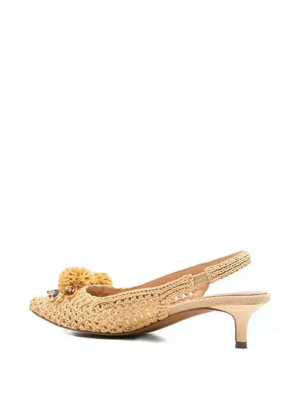 BIBI LOU Acer Embellished Raffia Pumps - Neutrals