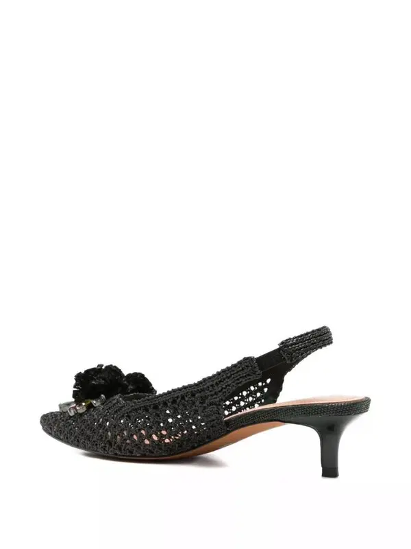 BIBI LOU Acer Embellished Crochet Slingback Pumps - Black