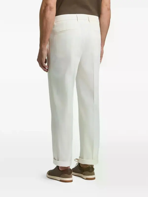Peserico Pleated Turn-up Trousers - White