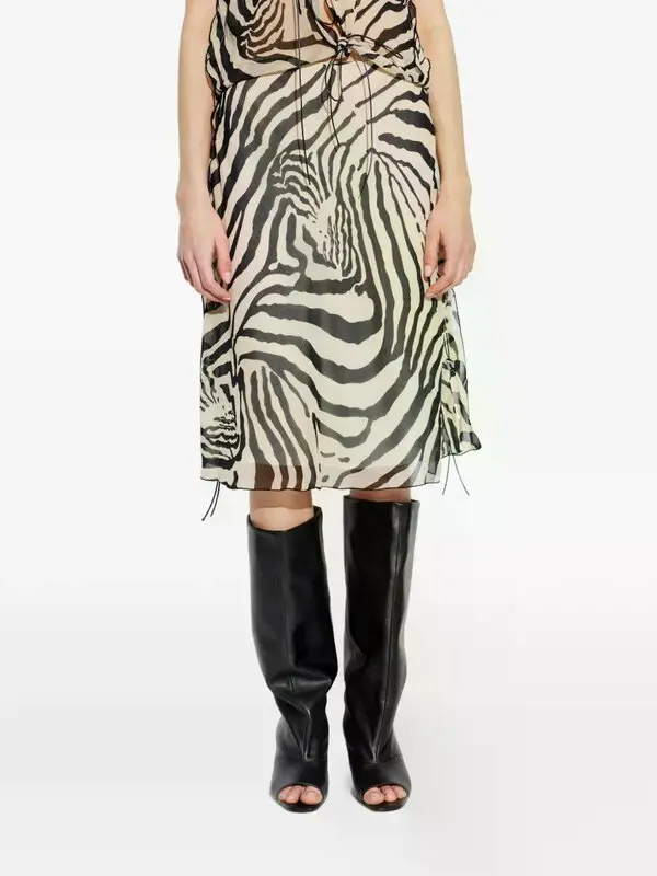 IRO PARIS Zebra-print Side-tie Skirt - Neutrals