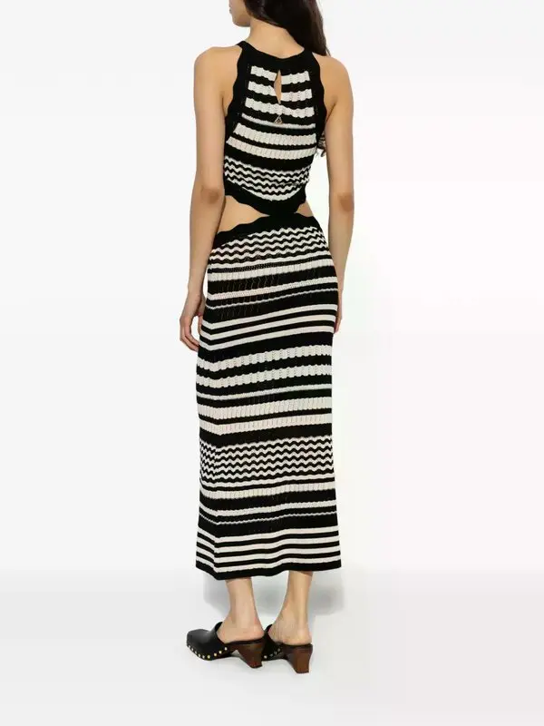 AKEP Stripe-knit Cutout Dress