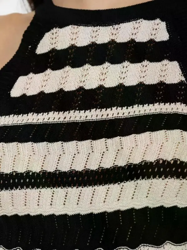 AKEP Stripe-knit Cutout Dress