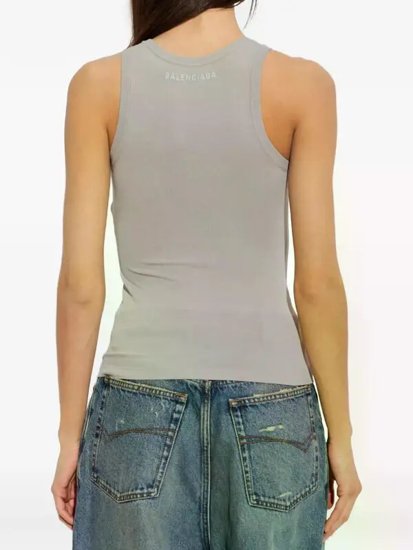 Balenciaga Logo-embroidered Ribbed-knit Tank Top