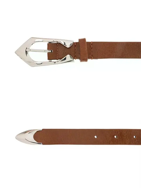 IRO PARIS Engraved Buckle Leather Belt - Brown