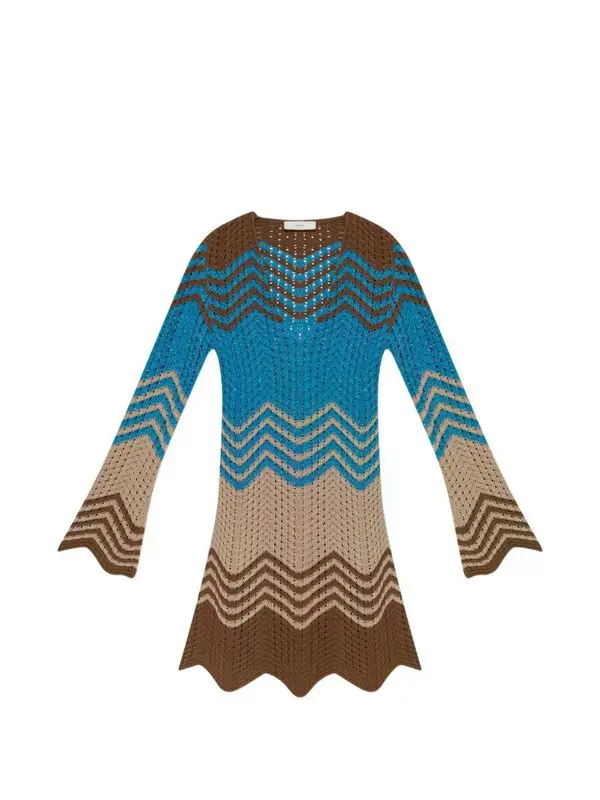 AKEP Chevron-knit V-neck Dress