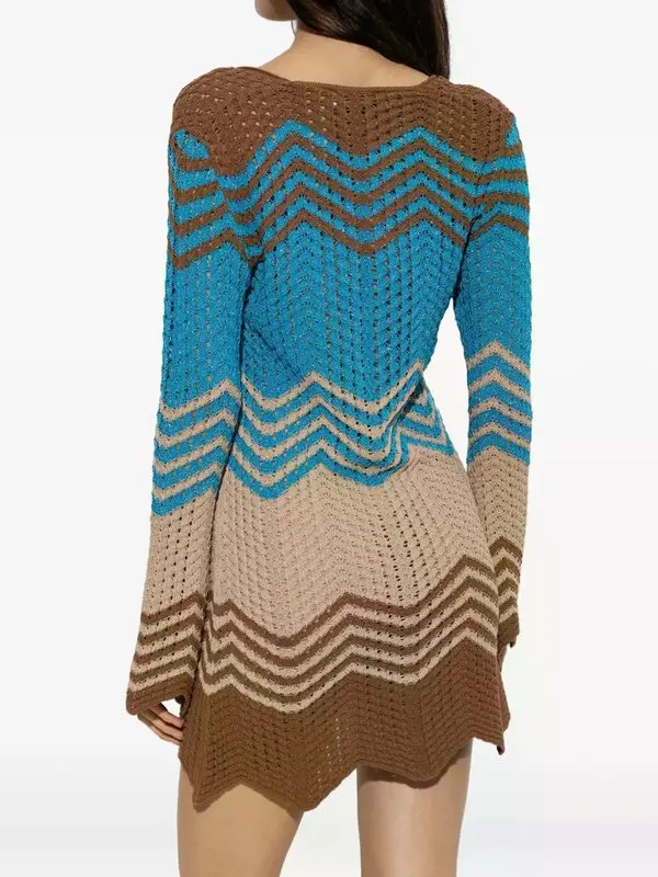 AKEP Chevron-knit V-neck Dress