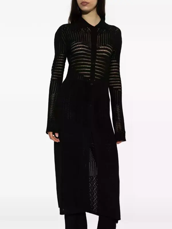 AKEP Pointelle-knit Long-sleeve Cardigan