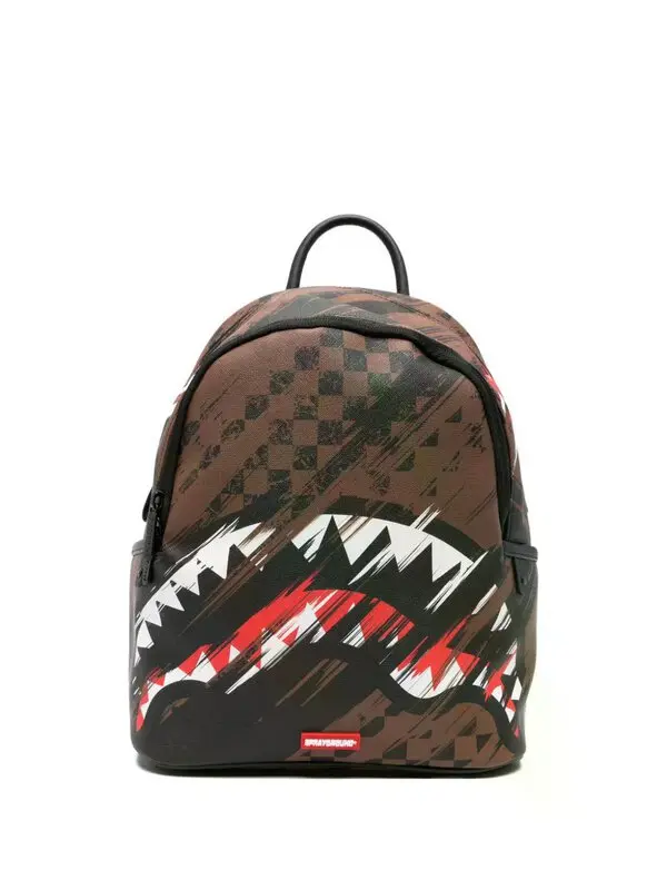 SPRAYGROUND Checkered Shark Mouth Backpack - Brown