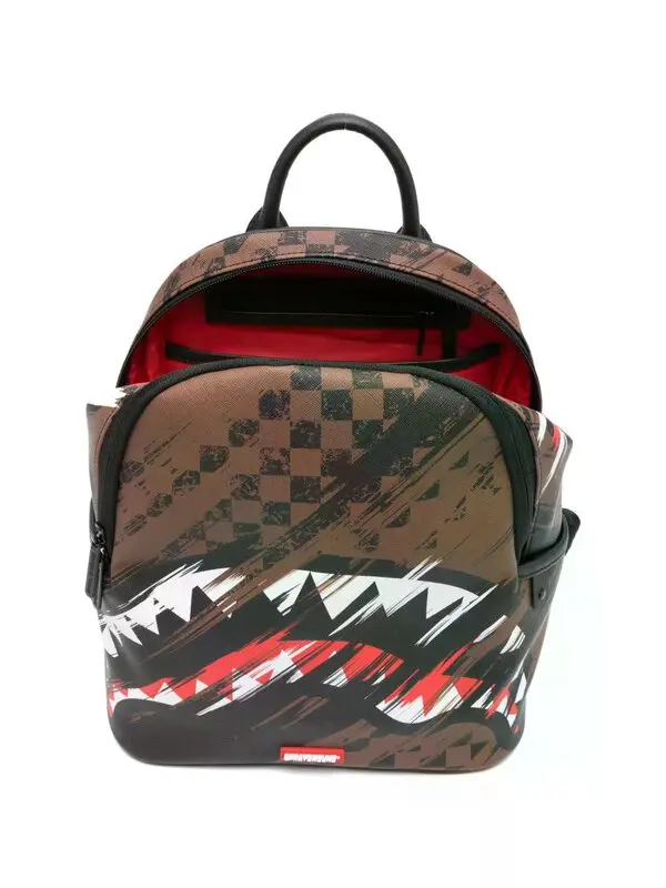 SPRAYGROUND Checkered Shark Mouth Backpack - Brown