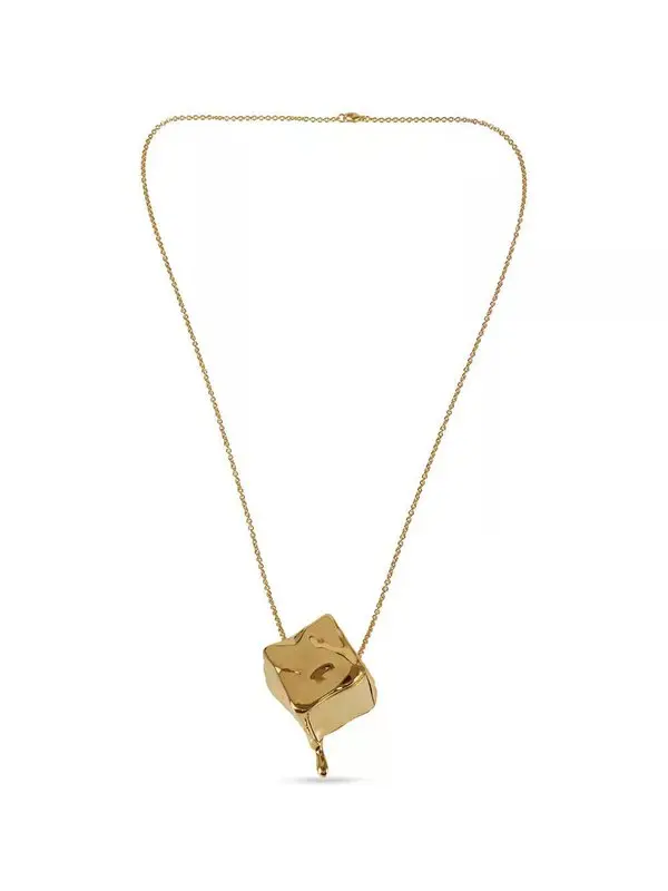 Rabanne Distorted-cube Pendant Necklace - Gold