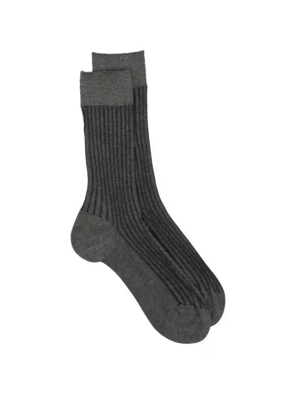 Zegna Ribbed Mid-calf Socks - Grey