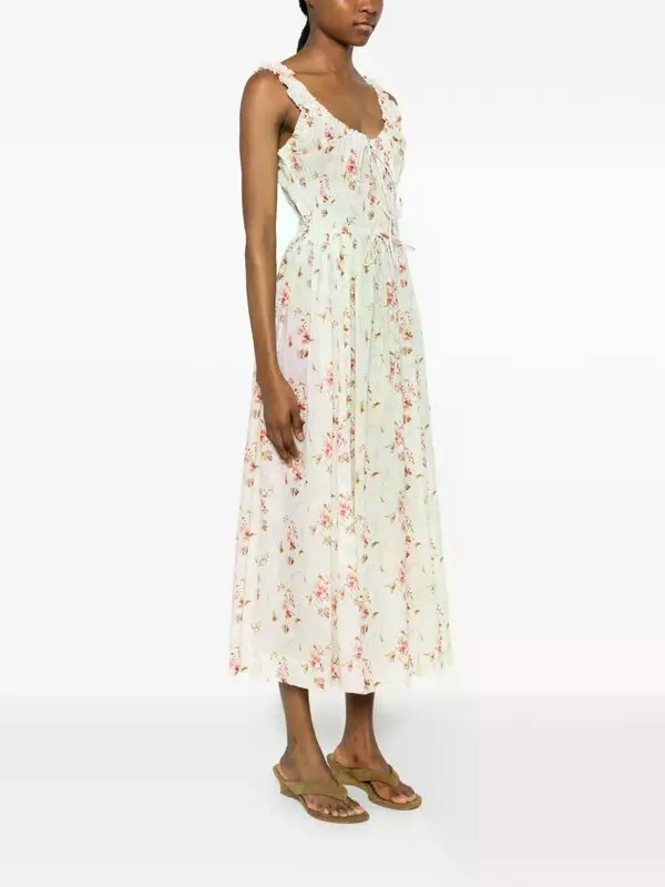DÔEN Emmaretta Floral-print Midi Dress - White