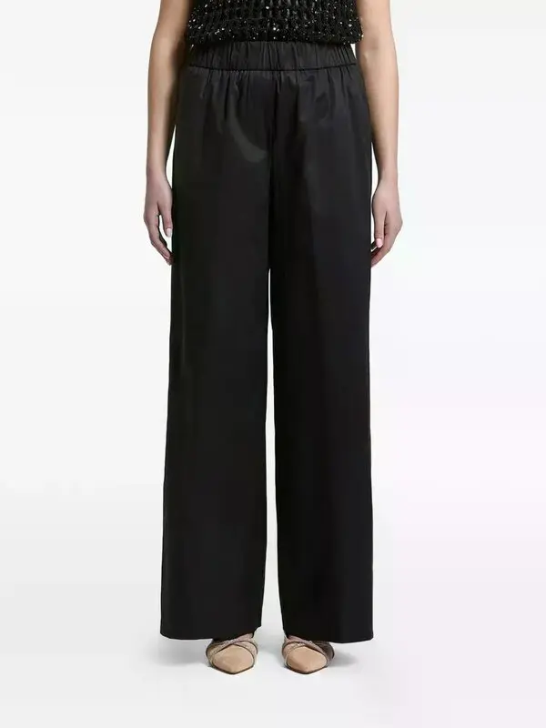 Peserico Elasticated-waistband Wide-leg Trousers - Black