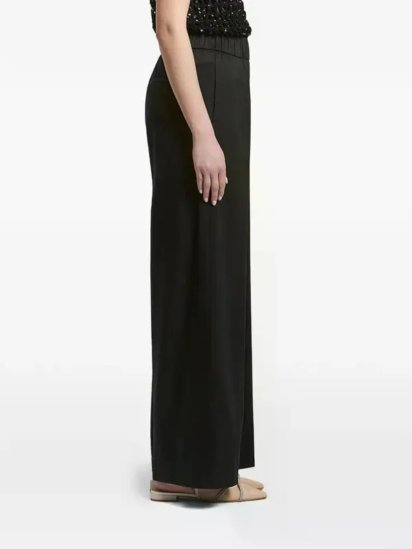 Peserico Elasticated-waistband Wide-leg Trousers - Black