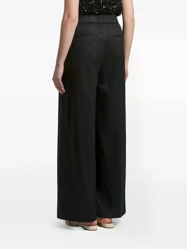 Peserico Elasticated-waistband Wide-leg Trousers - Black