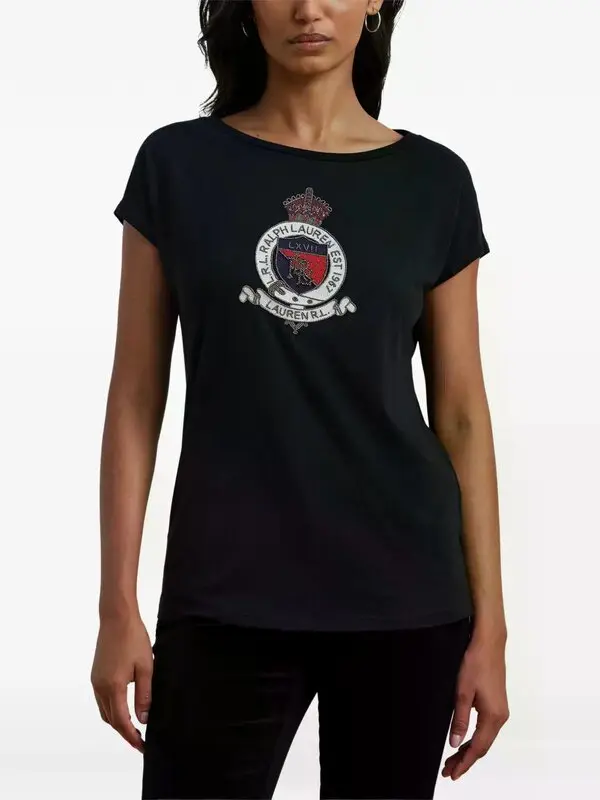 Ralph Lauren Crest-patch Cap-sleeve T-shirt - Black