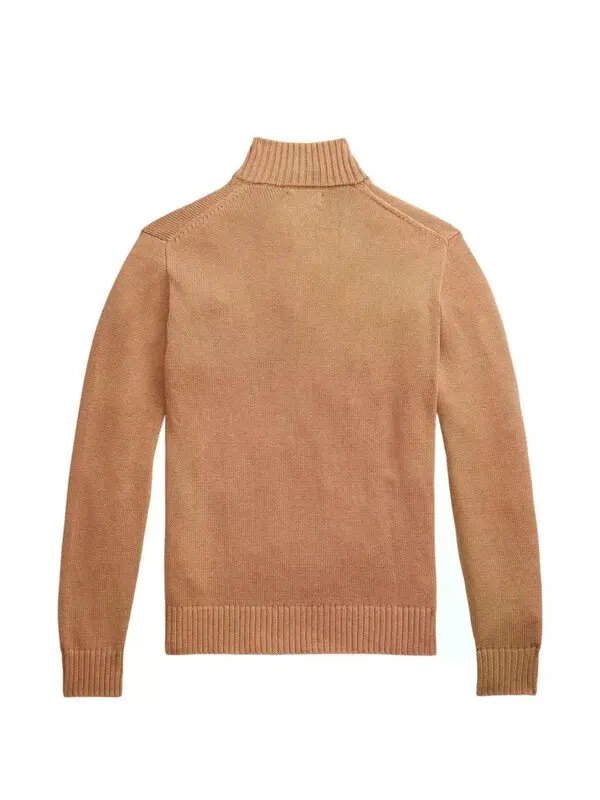 Polo Ralph Lauren Embroidered-logo Quarter Zip Sweater - Neutrals