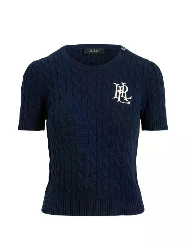 Ralph Lauren Cable-knit Logo-embroidered T-shirt - Blue